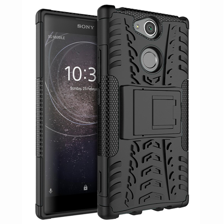 Dual Layer Rugged Shockproof Case for Sony Xperia XA2 (Black)